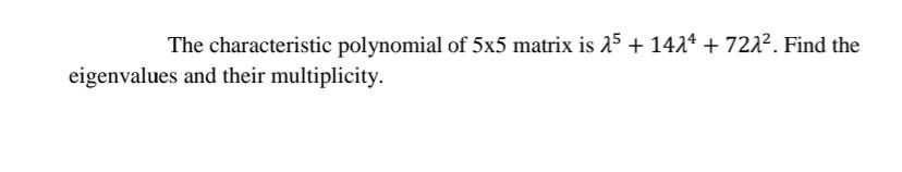 Solved The Characteristic Polynomial Of 5x5 Matrix Is 25 4522