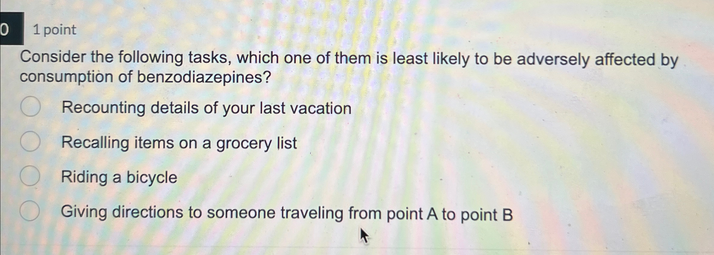 Solved 1 ﻿pointConsider the following tasks, which one of | Chegg.com