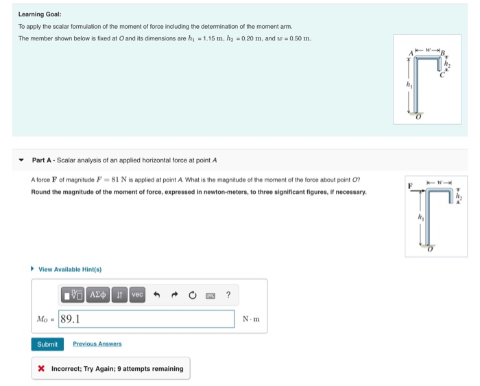 Solved Learning Goal: To apply the scalar formulation of the | Chegg.com