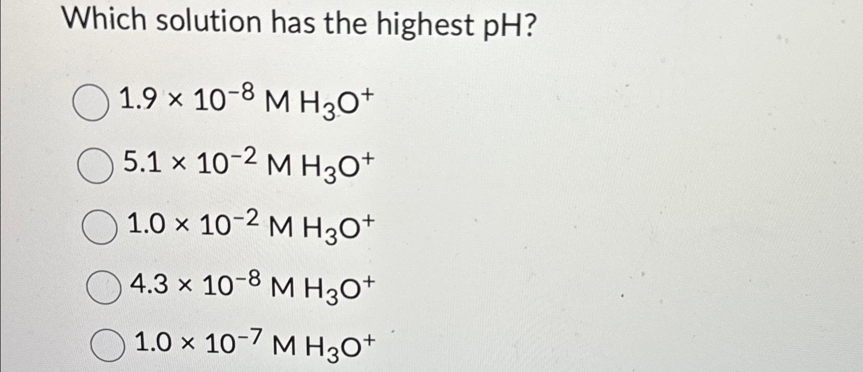 Solved Which solution has the highest | Chegg.com