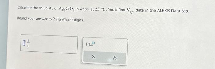 Solved Calculate the solubility of Ag₂ CrO4 in water at 25 | Chegg.com