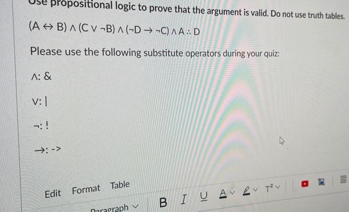 Solved propositional logic to prove that the argument is | Chegg.com