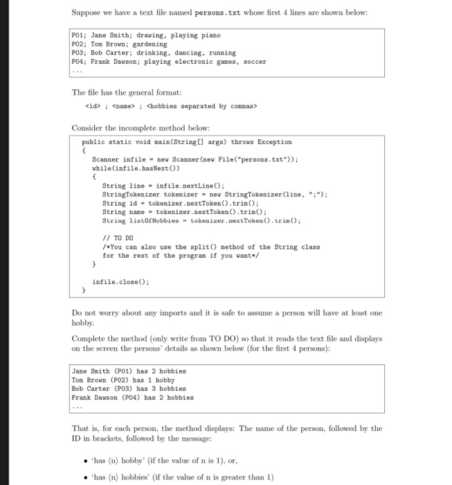 Solved Suppose we have a text file named persons.txt whose | Chegg.com