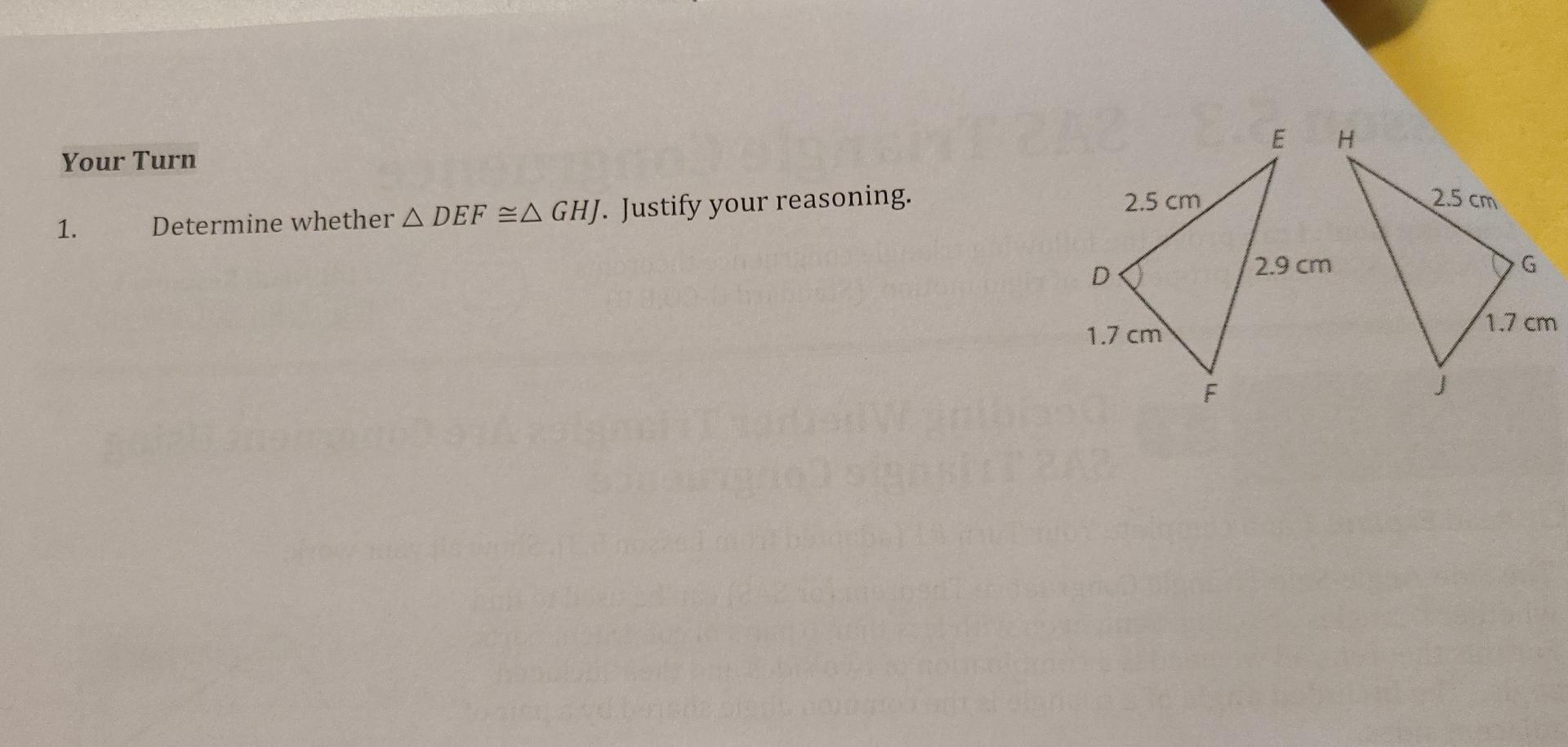 Solved ЕН Your Turn 2.5 cm 2.5 cm 1. Determine whether A DEF | Chegg.com