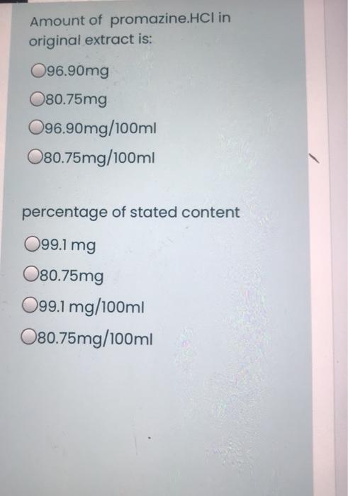 Solved Tablet powder containing 80 mg of promazine | Chegg.com