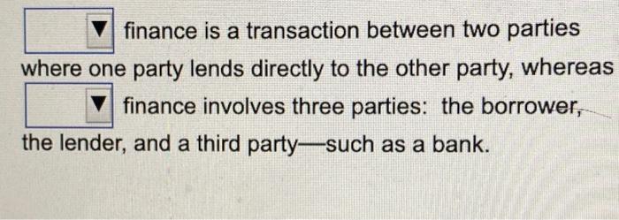 Solved finance is a transaction between two parties where | Chegg.com