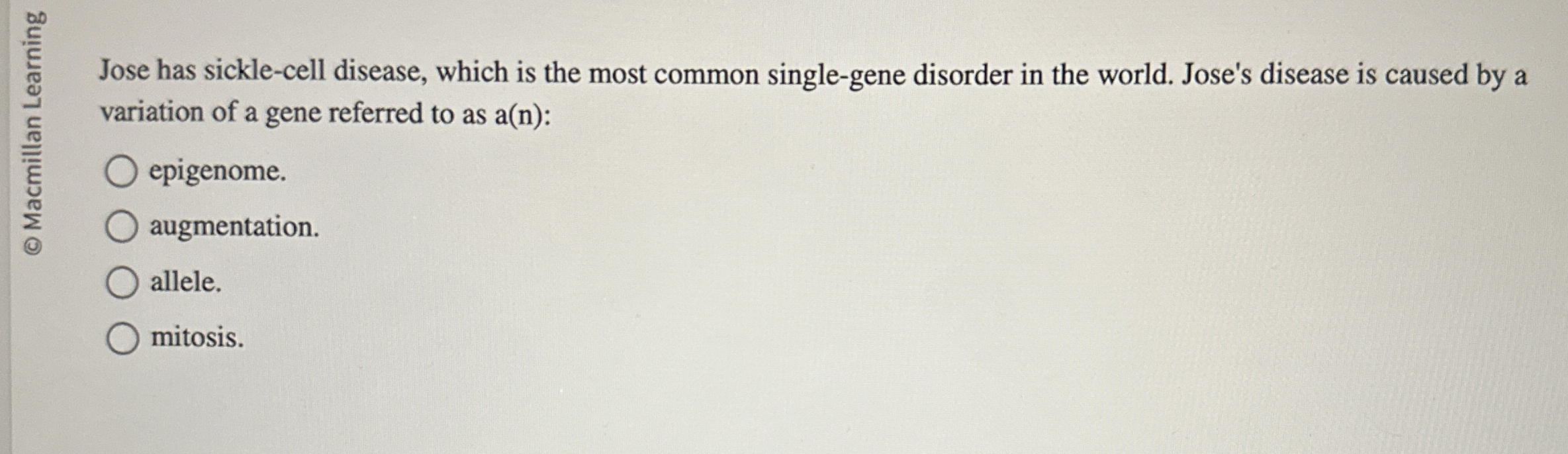 Solved Jose has sickle-cell disease, which is the most | Chegg.com