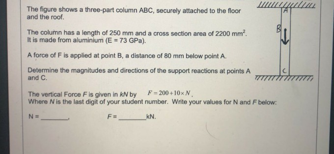 Solved LLUM The figure shows a three-part column ABC, | Chegg.com