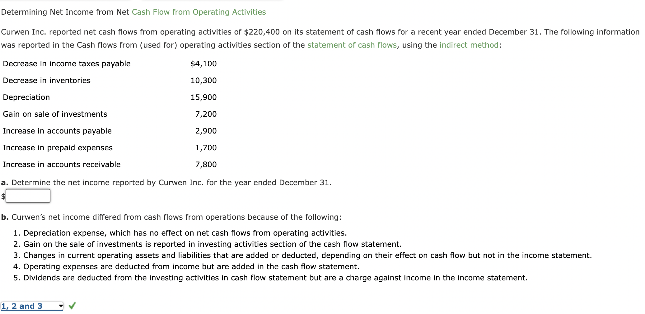 Solved Determining Net Income from Net Cash Flow from | Chegg.com