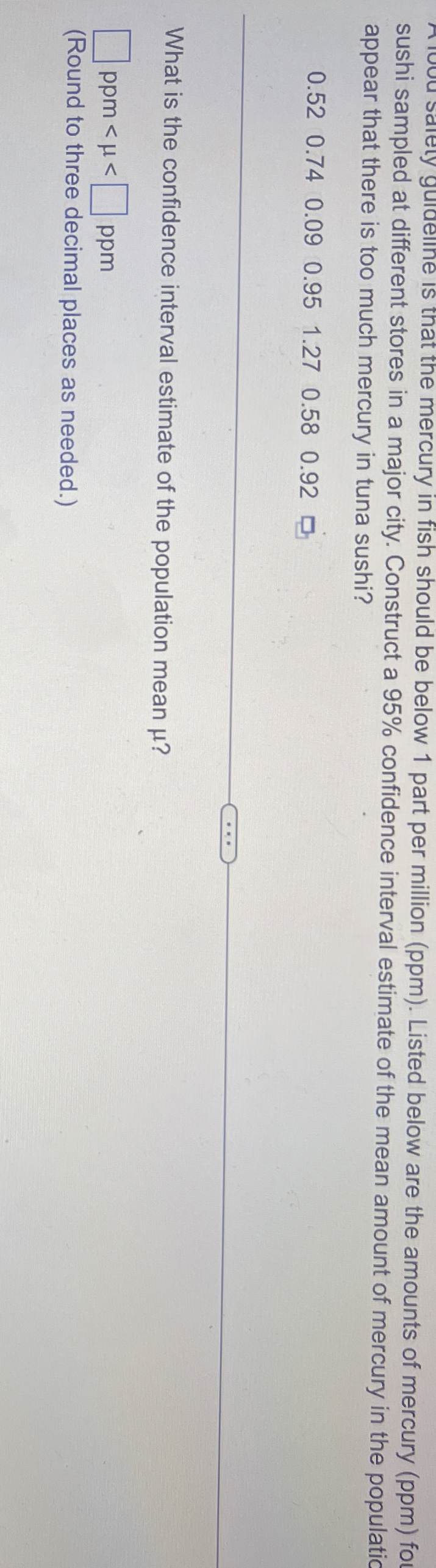 Solved s ﻿that the mercury in fish should be below 1 ﻿part | Chegg.com