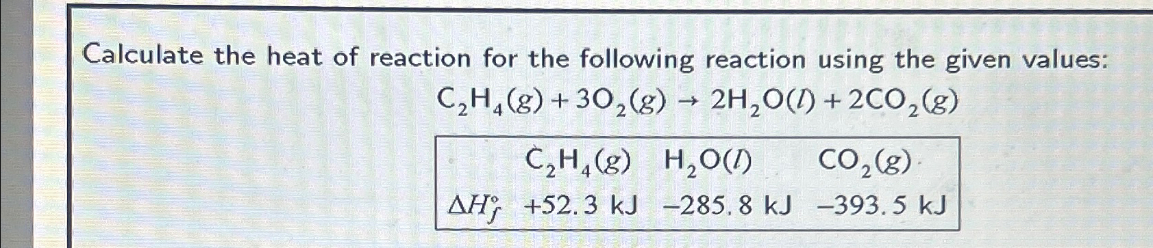 Solved Calculate the heat of reaction for the following | Chegg.com