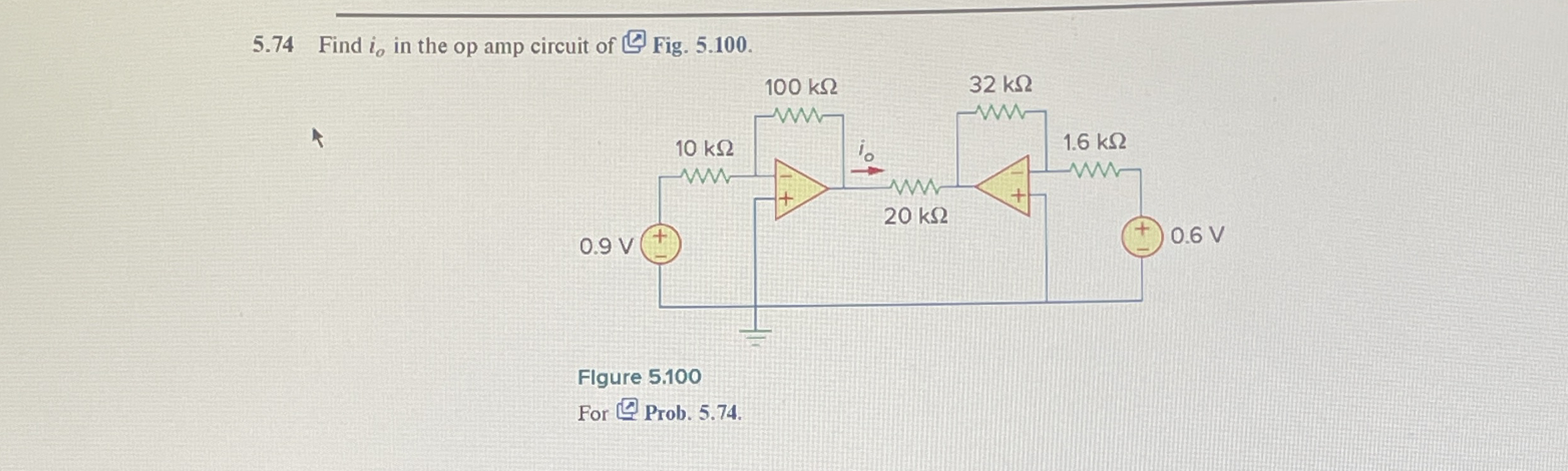 Solved 5.74 ﻿Find io ﻿in the op amp circuit of Fig. | Chegg.com