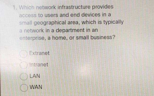 Solved Which network infrastructure provides access to users | Chegg.com