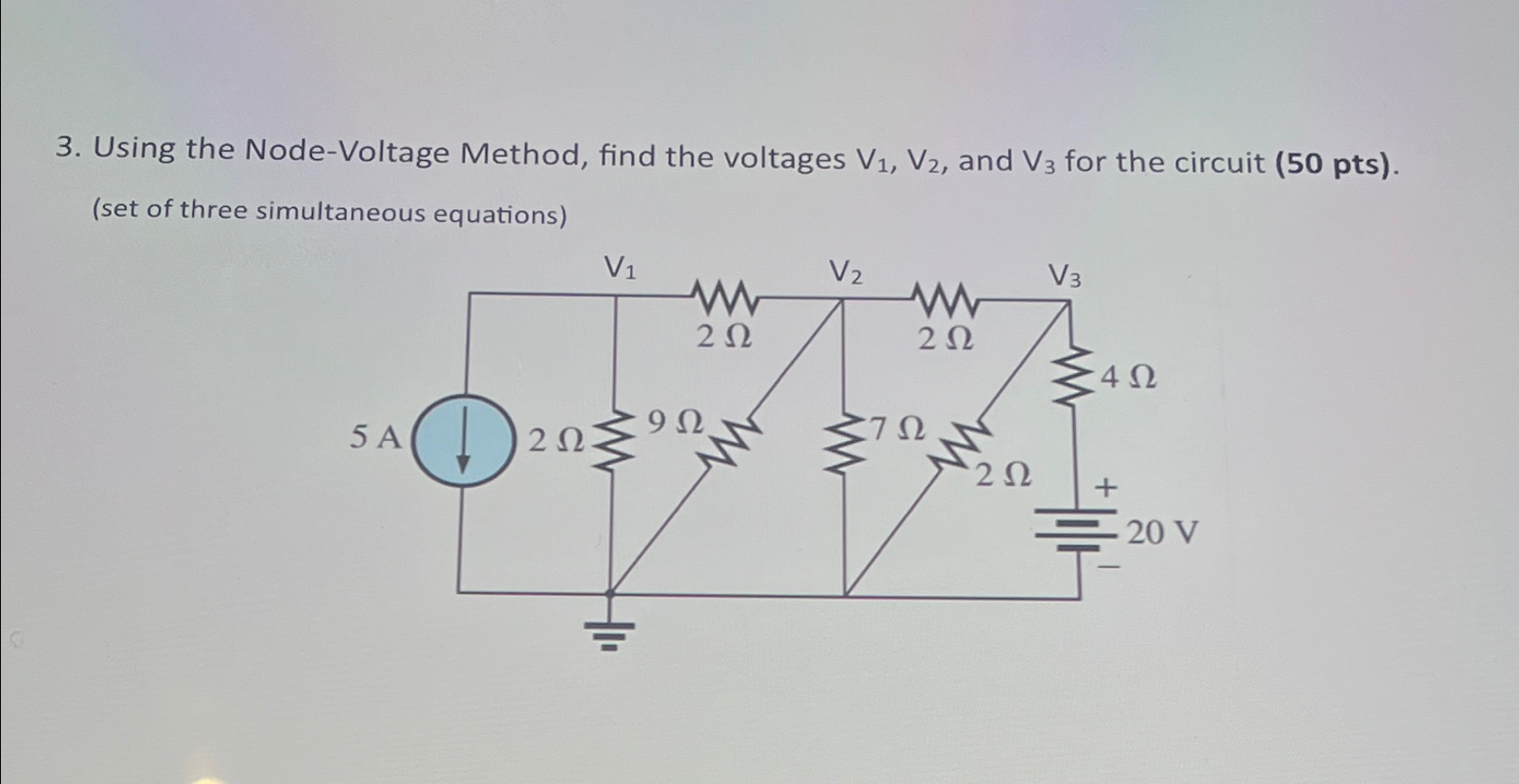 Using the Node-Voltage Method, find the voltages | Chegg.com