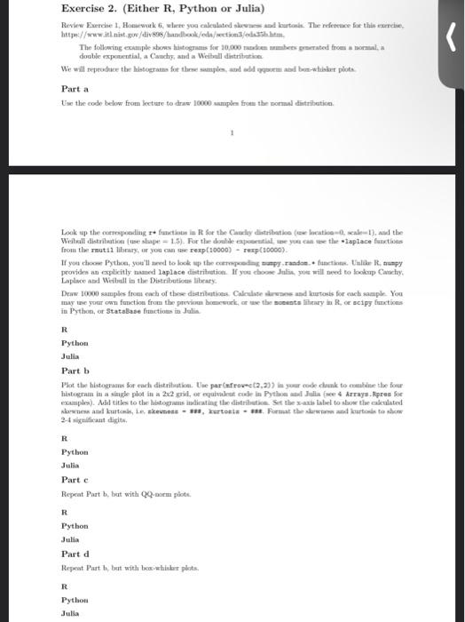 Solved Exercise 2. (Either R, Python or Julia) double | Chegg.com