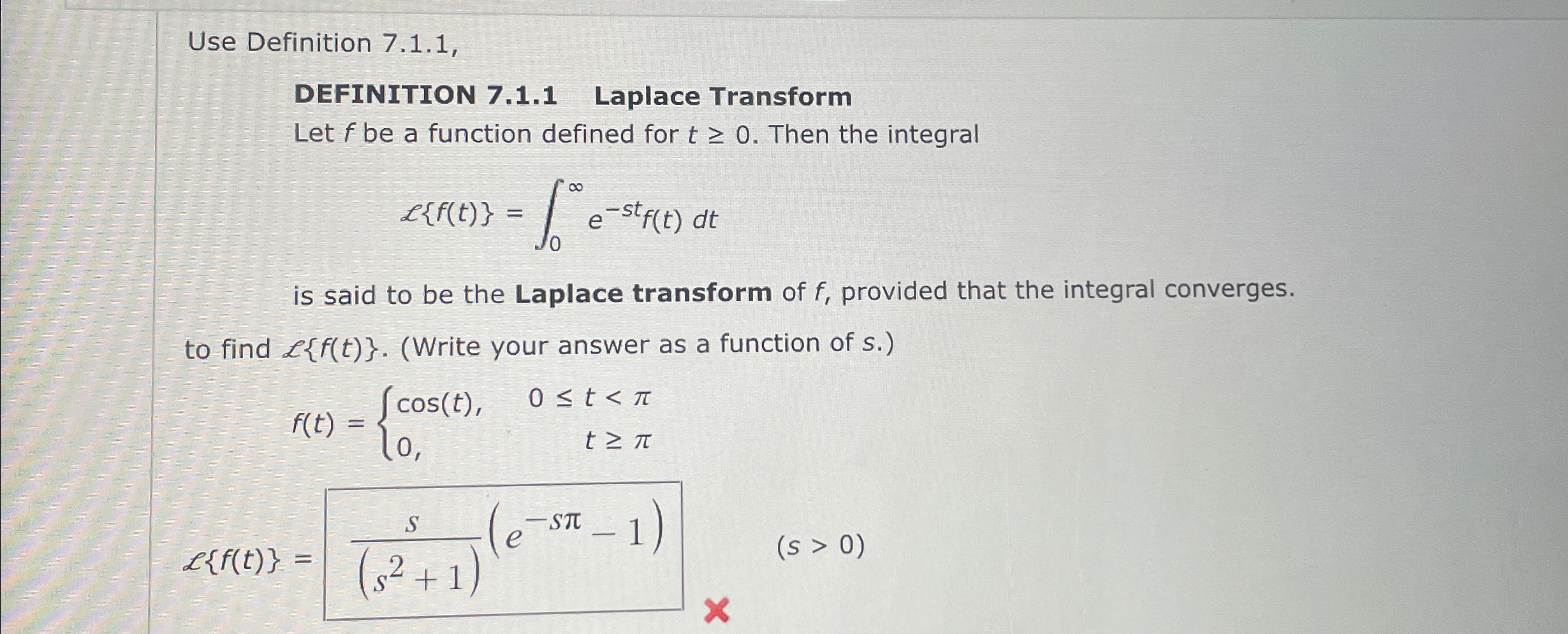 Solved Use Definition 7 1 1 Definition 7 1 1 ﻿laplace
