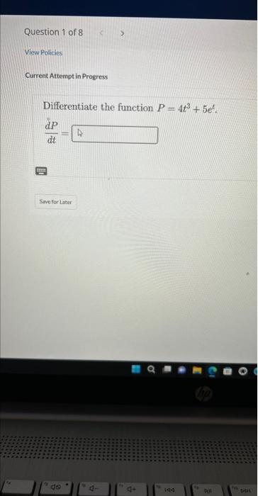 Solved Current Attempt in Progress Differentiate the | Chegg.com
