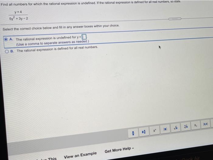 Solved Find all numbers for which the rational expression is | Chegg.com