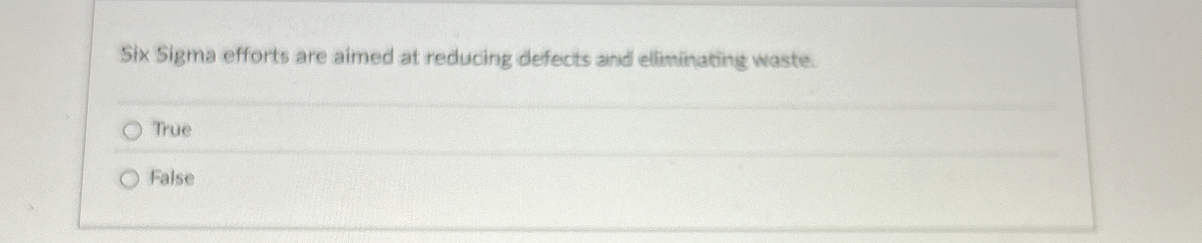 Solved Six Sigma efforts are aimed at reducing defects and | Chegg.com