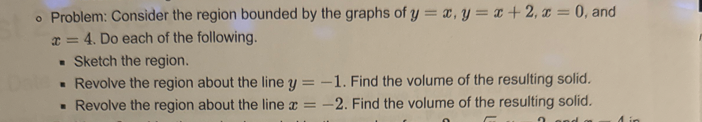 Solved Problem: Consider the region bounded by the graphs of | Chegg.com