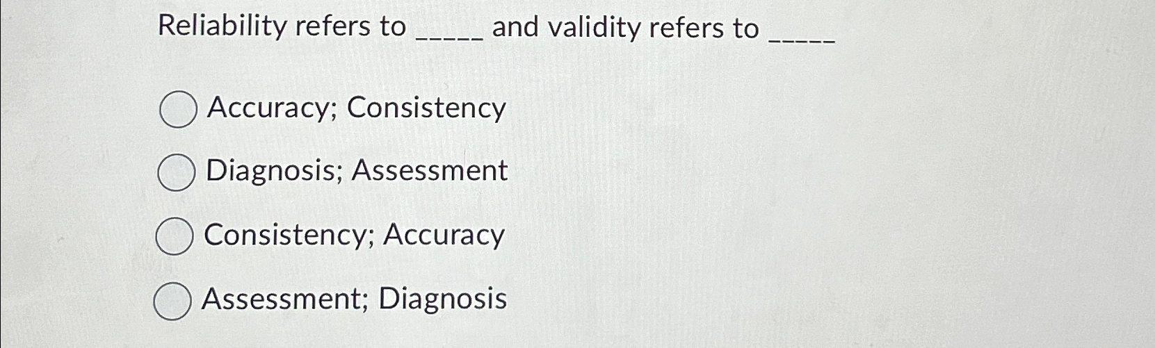 Solved Reliability refers to q, ﻿and validity refers to | Chegg.com