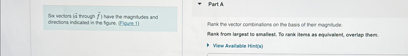 Part A\\nSix vectors through vec(f) have the | Chegg.com