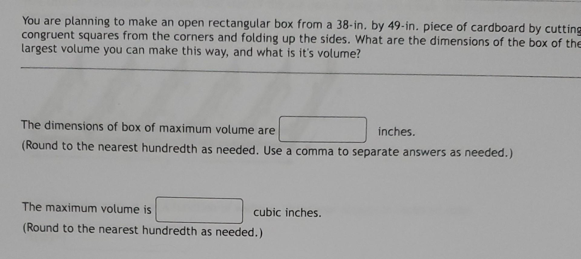 Solved You are planning to make an open rectangular box from | Chegg.com
