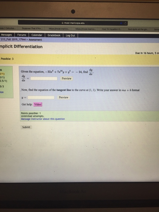 Solved moer maricopa.edu Gradebook Log Out Messages Forums | Chegg.com