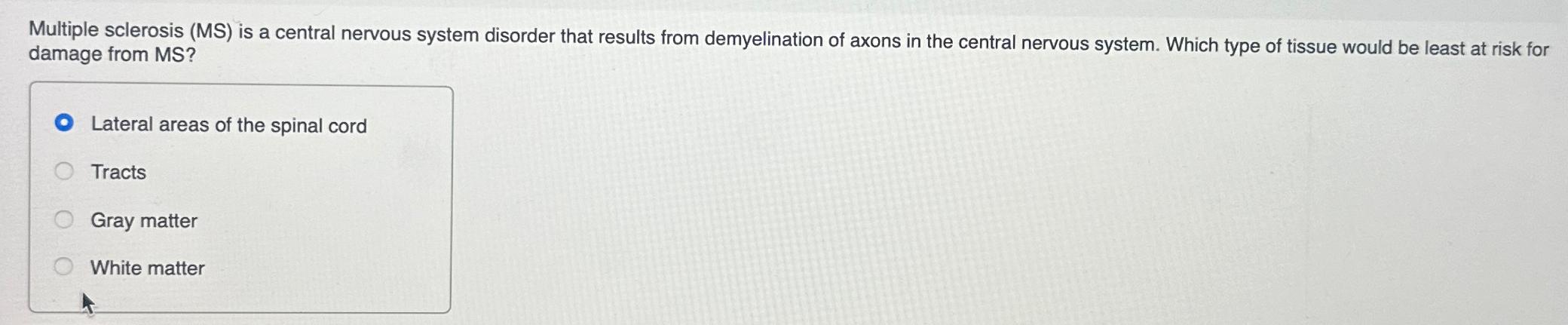 Solved Multiple sclerosis (MS) ﻿is a central nervous system | Chegg.com