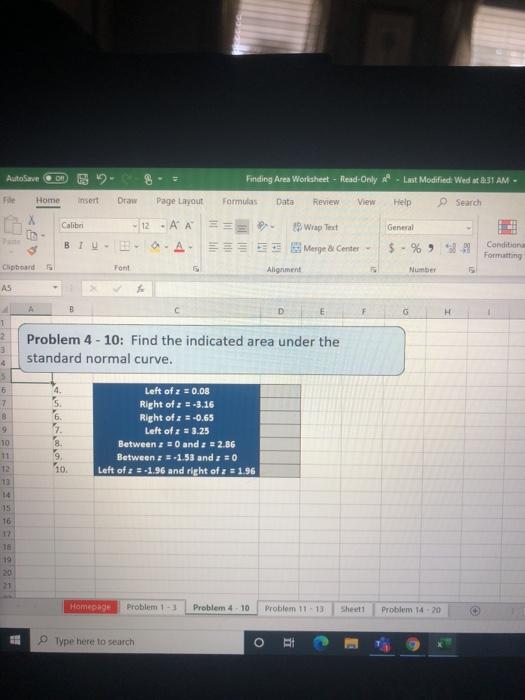 Solved AutoSave ON Finding Area Worksheet - Read-Only A Last | Chegg.com