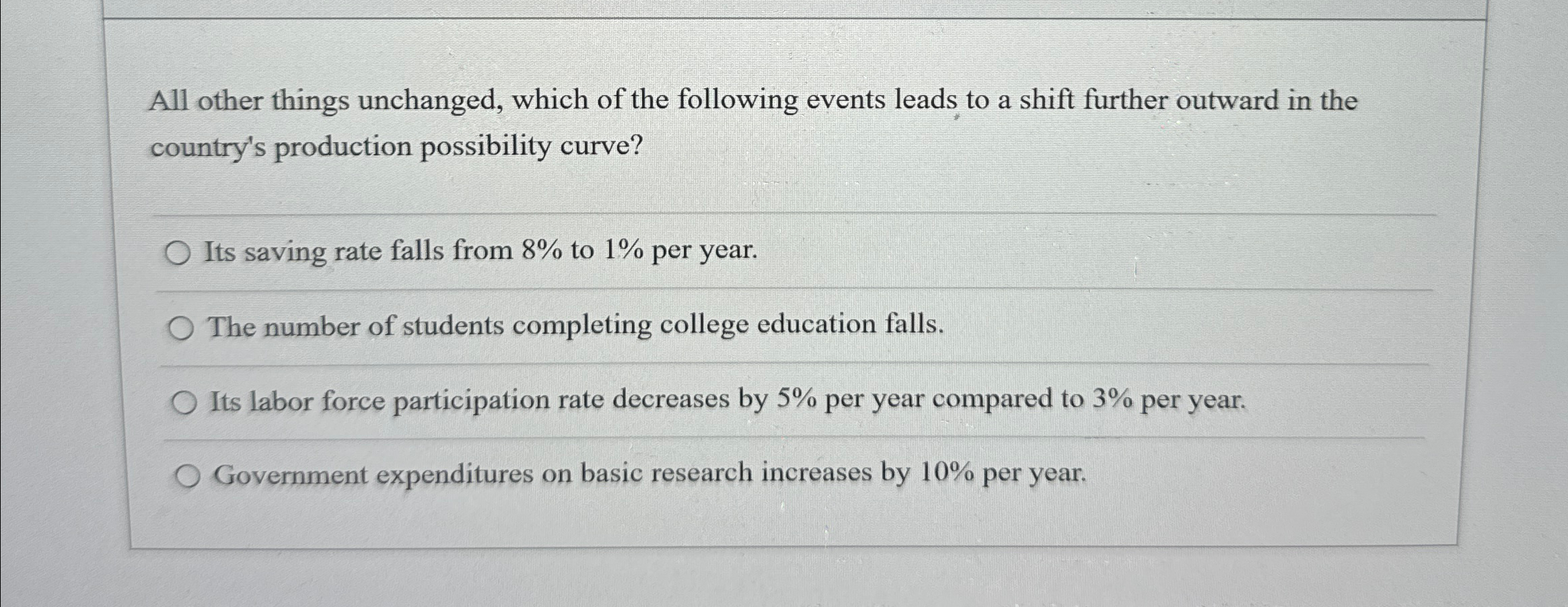 Solved All other things unchanged, which of the following | Chegg.com