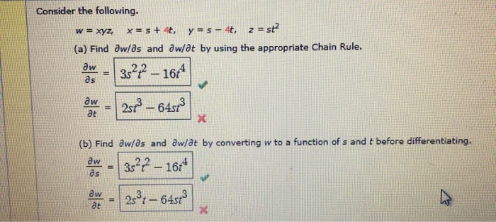 Solved Find Ow/as and aw/at using the appropriate Chain | Chegg.com