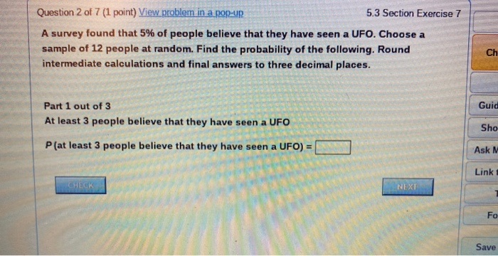 Solved Question 2 of 7 (1 point) View problem in a pop-up | Chegg.com