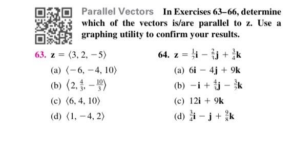 Solved Parallel Vectors In Exercises 63-66, determine which | Chegg.com