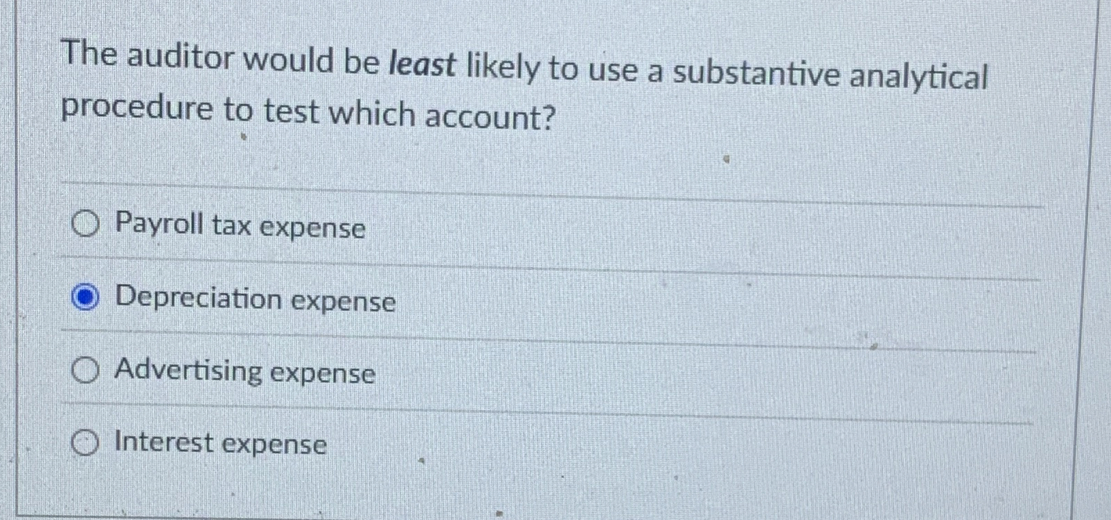 Solved The auditor would be least likely to use a | Chegg.com