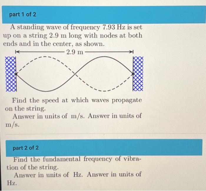 Solved A standing wave of frequency 7.93 Hz is set up on a | Chegg.com
