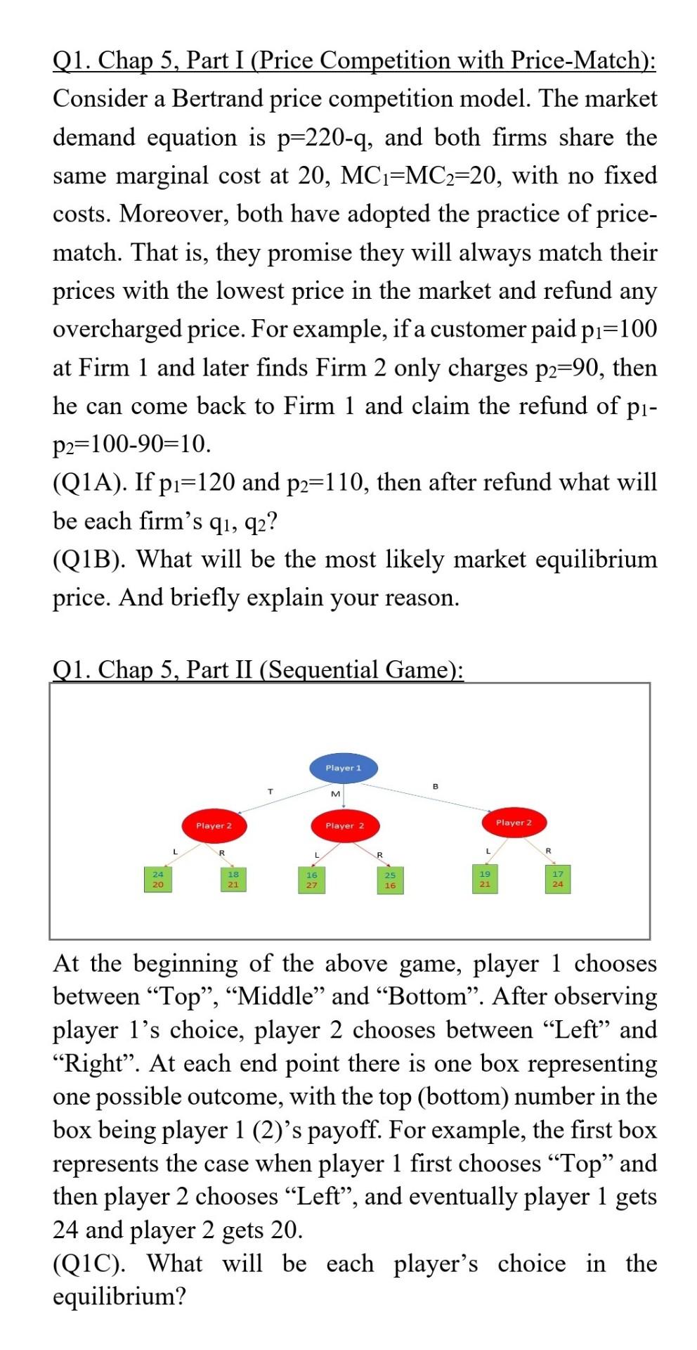 Solved Q1. Chap 5, Part I (Price Competition with | Chegg.com