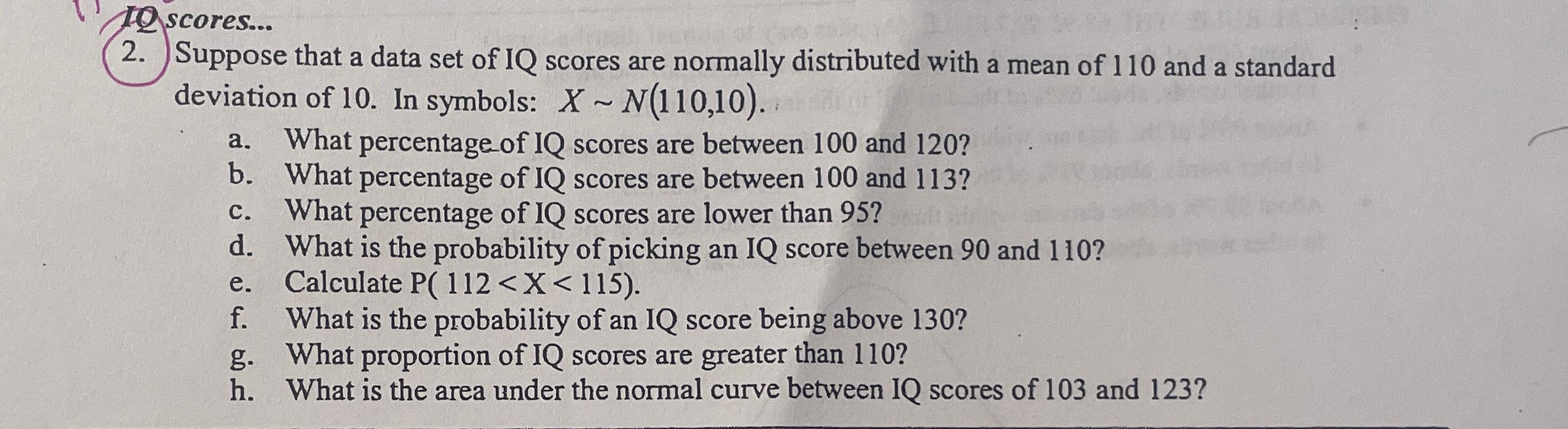 Solved Suppose that a data set of IQ scores are normally | Chegg.com
