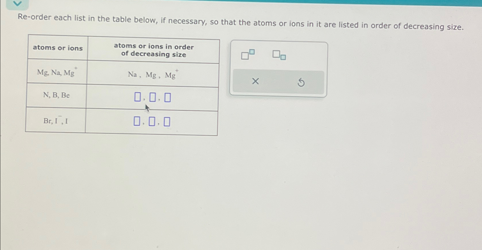 Solved Re-order each list in the table below, if necessary, | Chegg.com