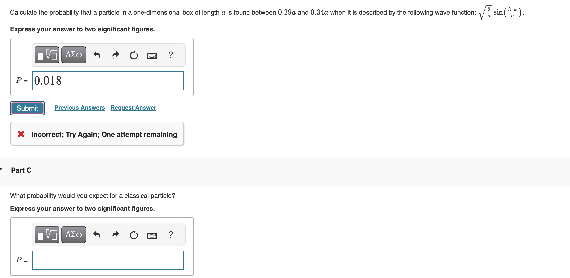 Solved Calculate the probability that a particle in a | Chegg.com