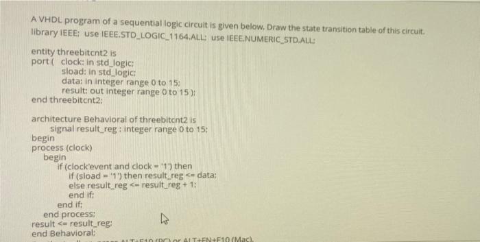 Solved A Vhdl Program Of A Sequential Logic Circuit Is Given