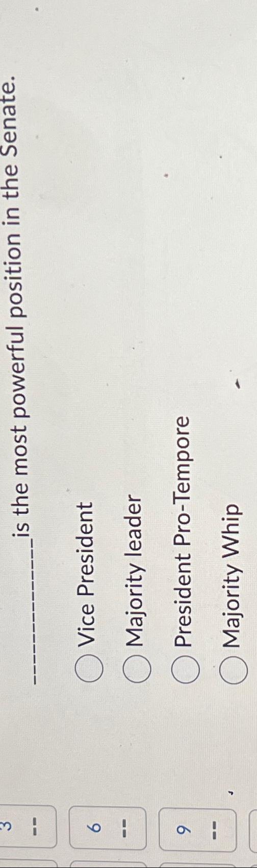 Solved is the most powerful position in the Senate.Vice | Chegg.com