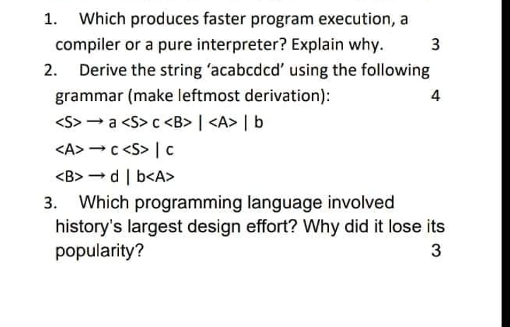 Solved answer all the questions Which produces faster | Chegg.com