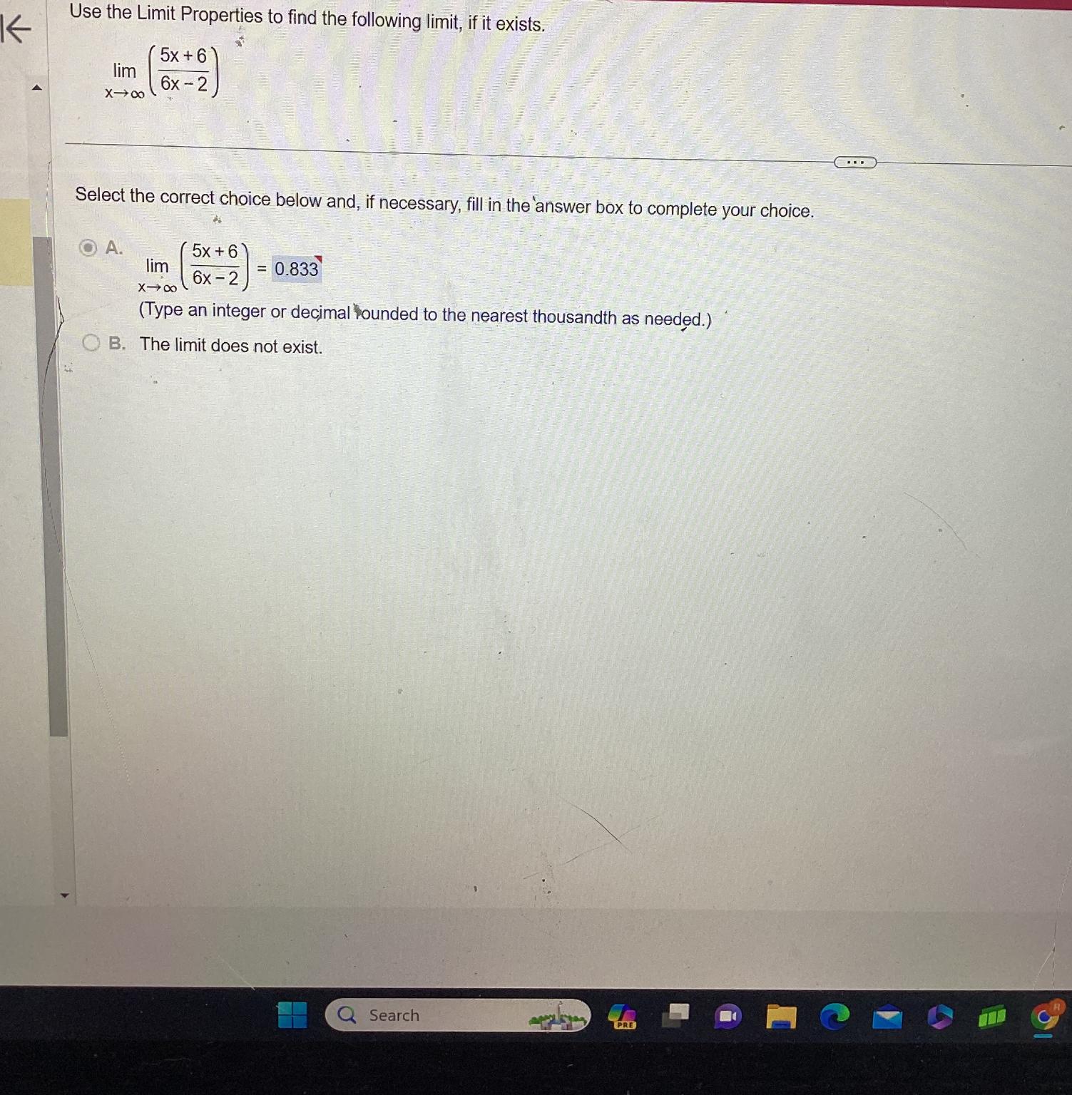 Solved Use the Limit Properties to find the following limit, | Chegg.com