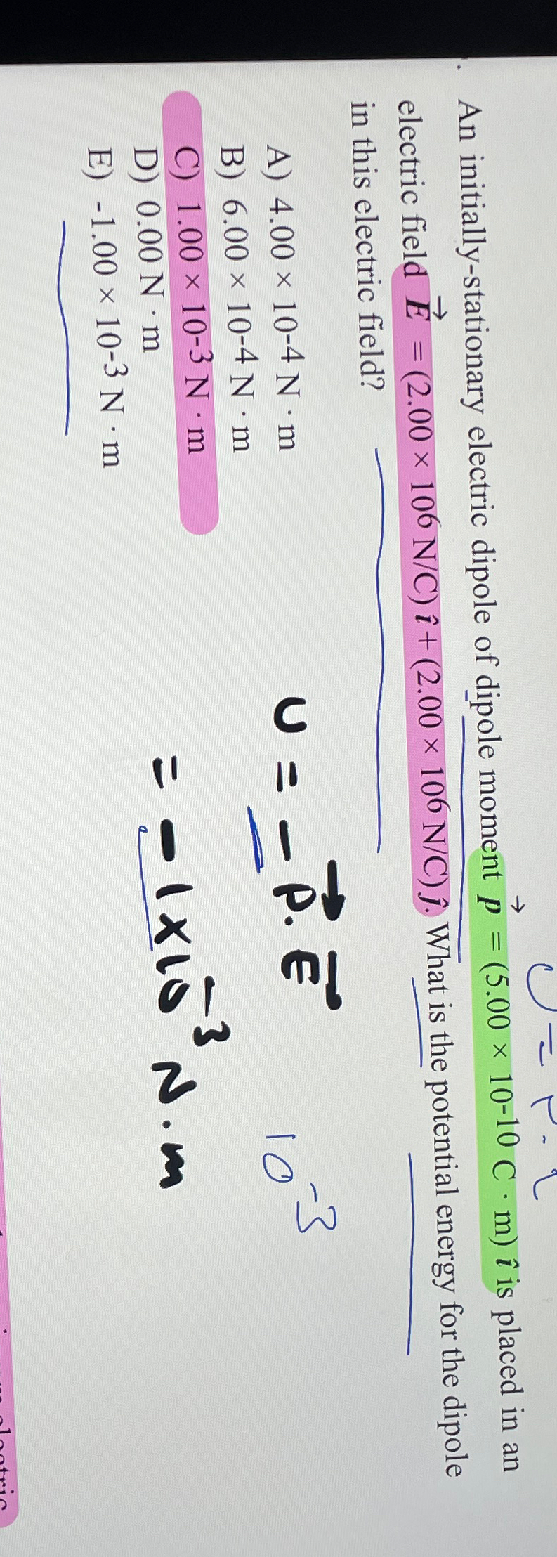 Solved An initially-stationary electric dipole of dipole | Chegg.com