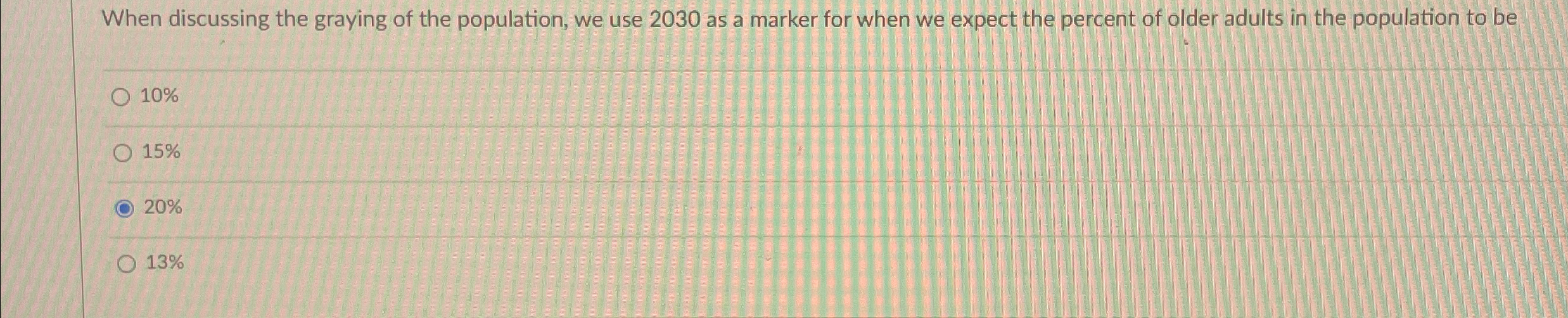 Solved When discussing the graying of the population, we use | Chegg.com