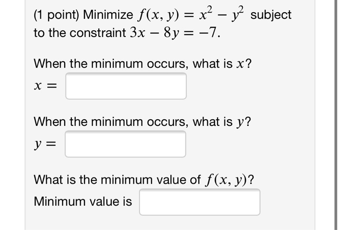 Solved (3 points) We are going to maximize f(x, y) = xy | Chegg.com