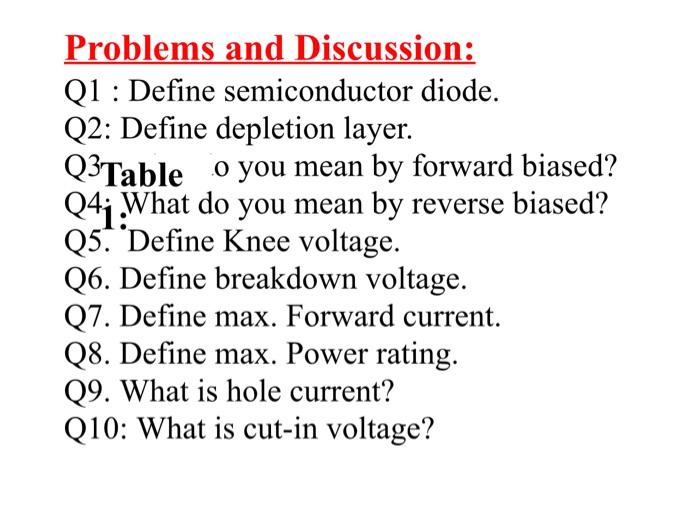 Solved Problems and Discussion: Q1 : Define semiconductor | Chegg.com