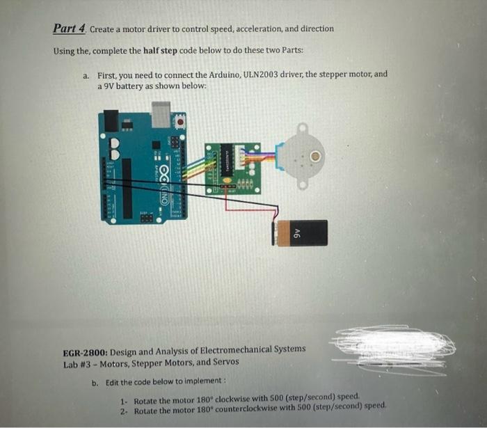 Part 4. Create a motor driver to control speed, | Chegg.com