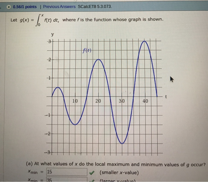 Solved . 0.56/1 points Previous Answers ScalcET8 5.3.073. | Chegg.com